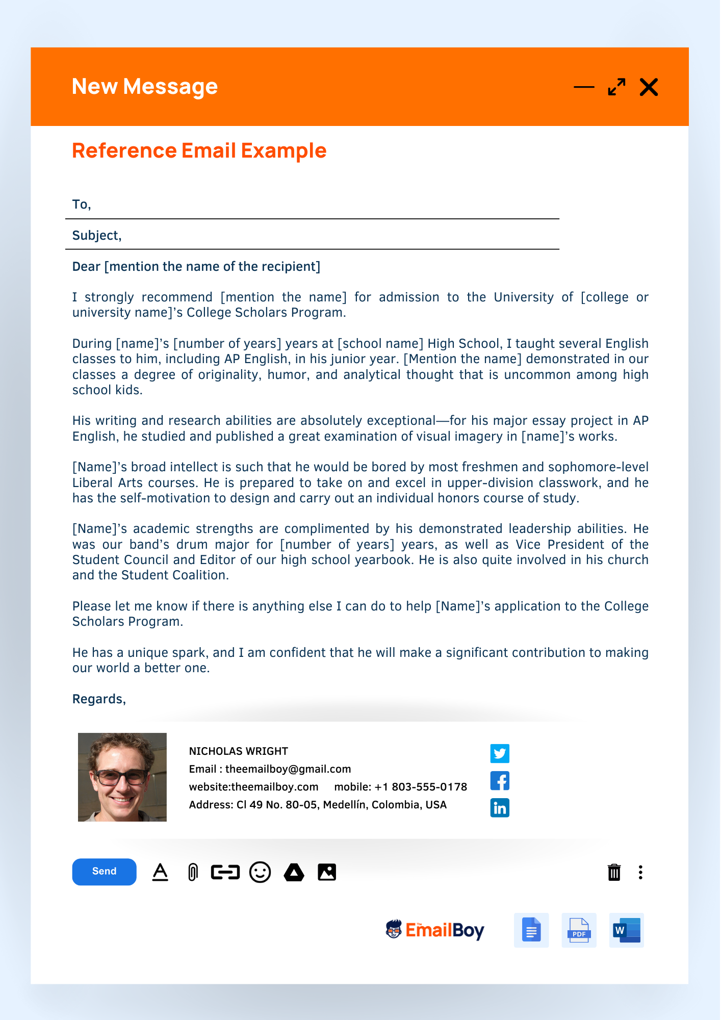Reference Email Example 5 Most Popular Templates